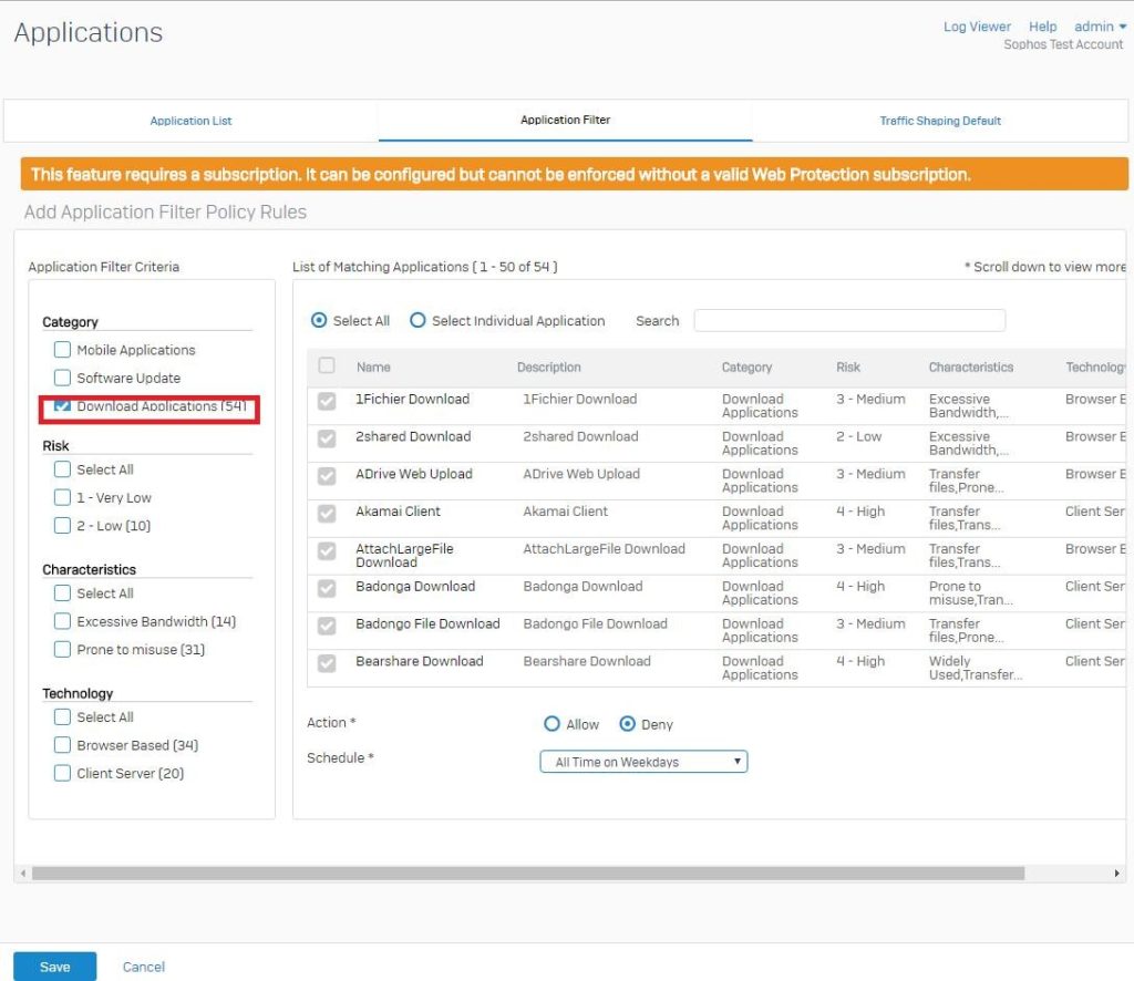 آموزش Application Filter در فایروال سوفوس XG | فایروال سوفوس